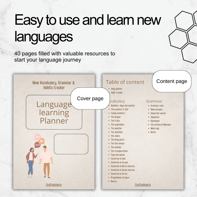 Printable Language Learning Planner, Study Notebook | Vocabulary ...