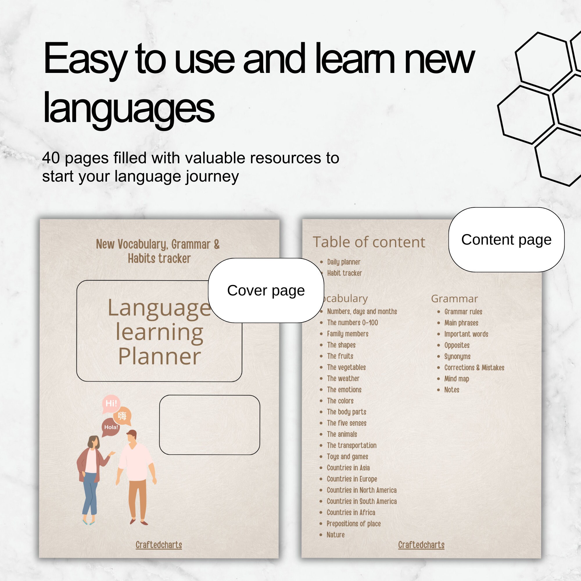 Printable Language Learning Planner, Study Notebook | Vocabulary ...