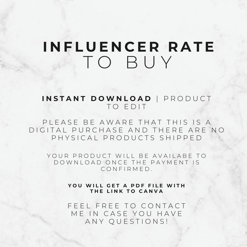 Modern Influencer Rate Card Template | Customizable Content Creator ...