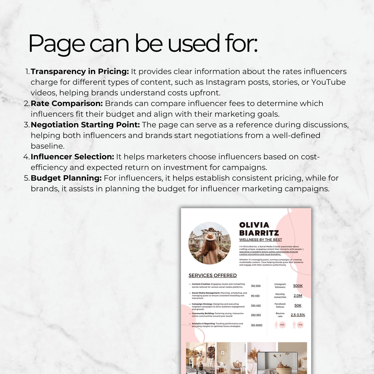 Editable UGC Creator Rate Card Template: Minimalist Pricing Sheet ...