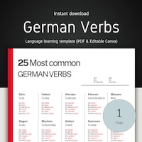 Printable German Verbs Study Bundle, German Verb Conjugation Worksheet ...