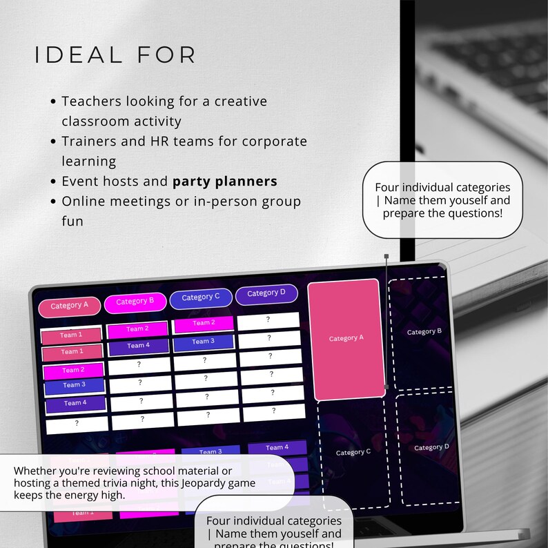 Editable Jeopardy Game Template for Powerpoint | Fun Quiz and Trivia ...