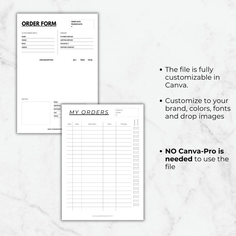 Order History Tracker Template: Printable Purchase Log (A4, US Letter ...