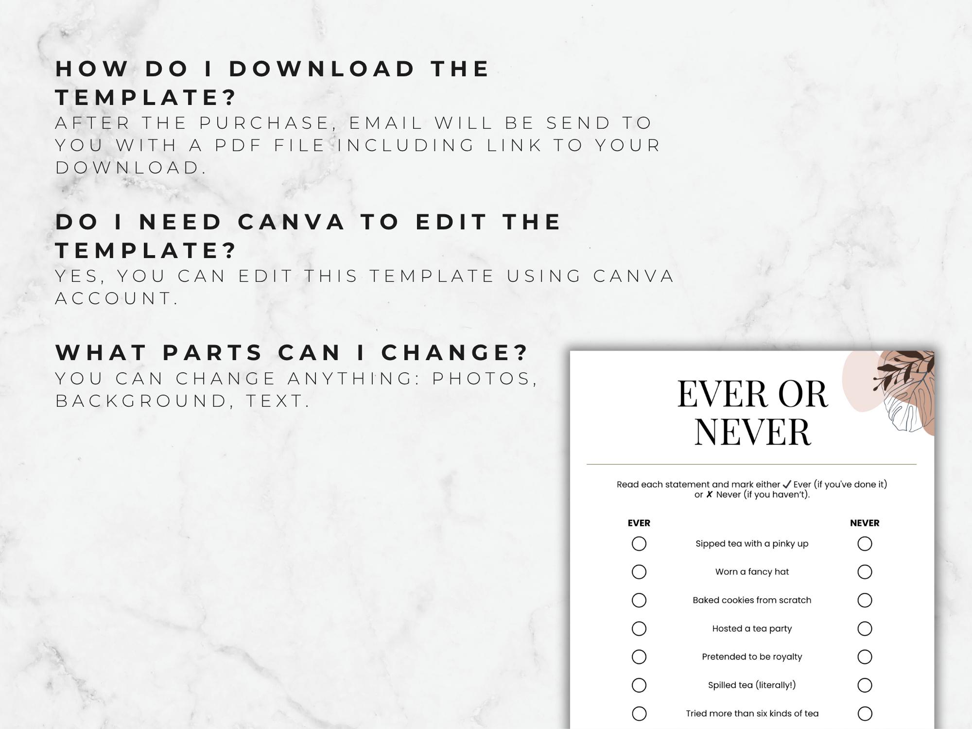 Tea Party Games Bundle: Printable Icebreakers, Trivia (canva Template ...