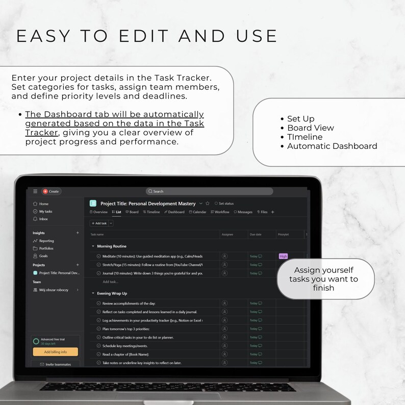 Asana Template for Daily Task Management – Boost Productivity, Organize ...
