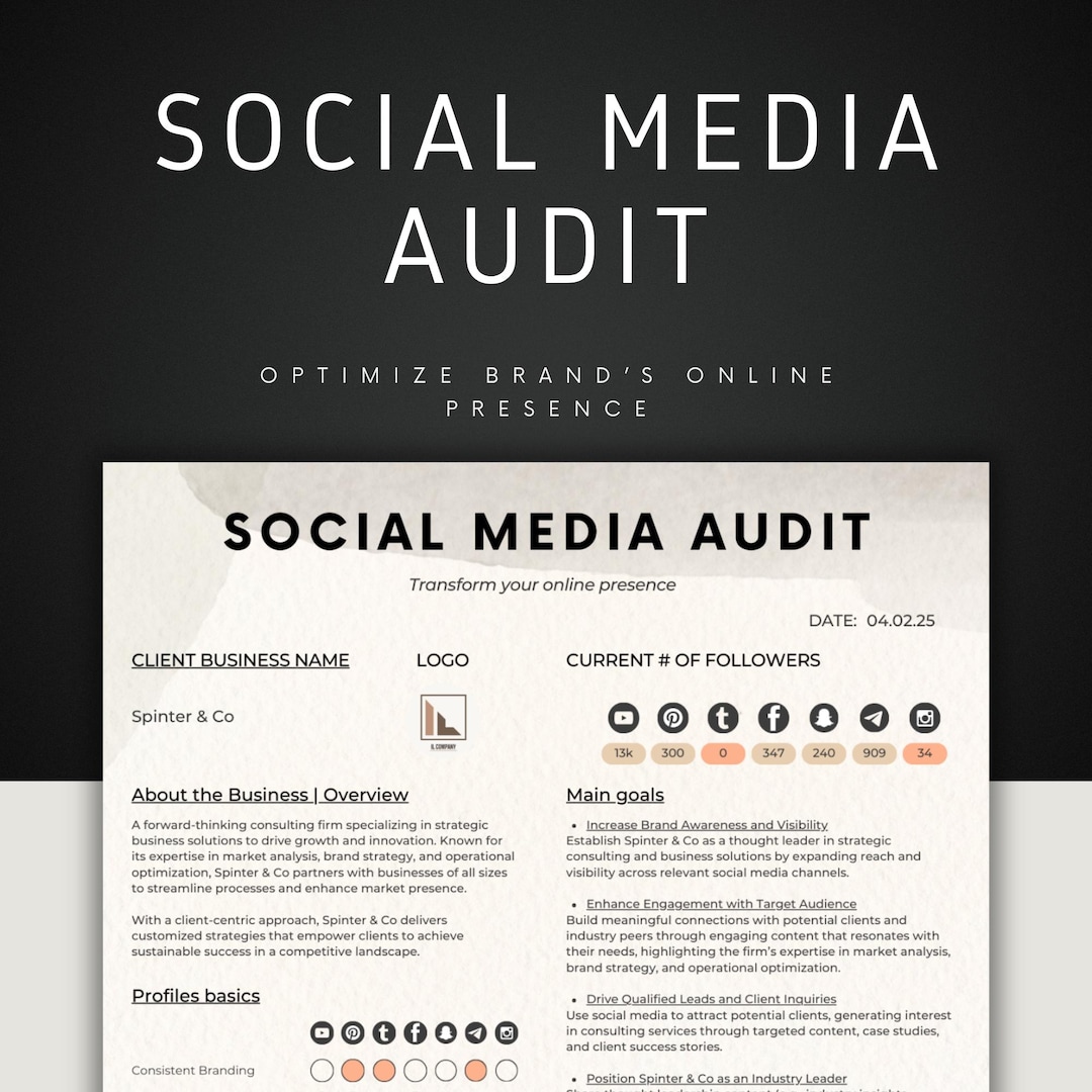 Social Media Audit Template PDF to Download - Etsy