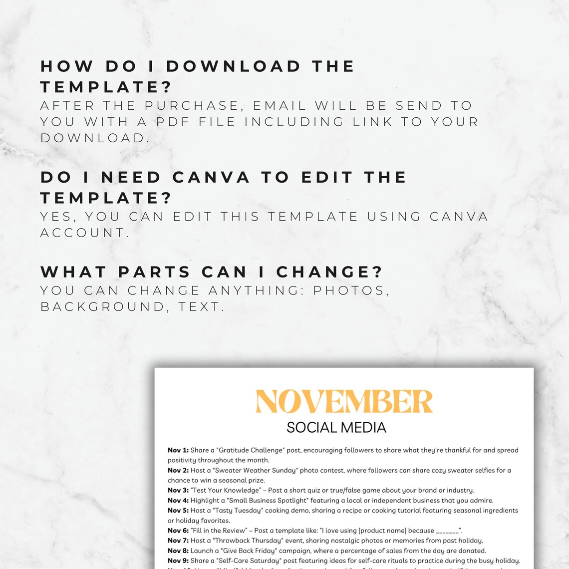 Social Media Content Calendar, 365 Prewritten Posts Ideas for Business ...