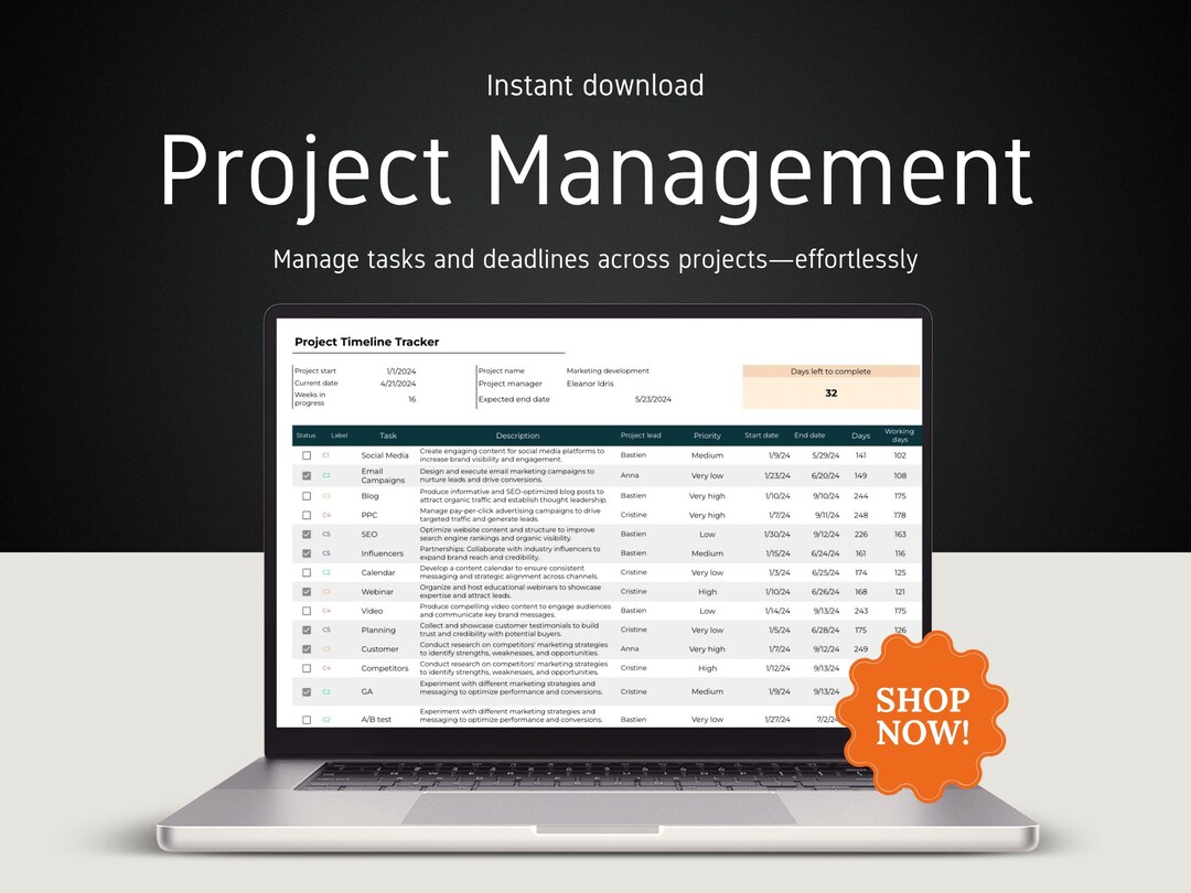 Multi-project Management Template: Gantt Chart, Team & Customer Tracker ...