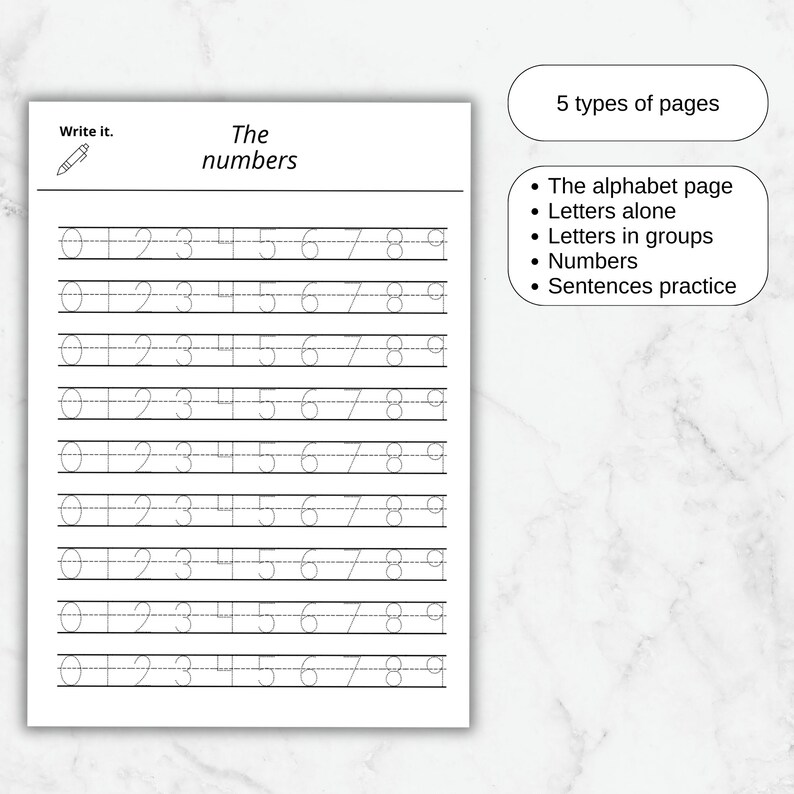 Alphabet & Number Tracing Sheet, ABC Alphabet Tracing, Handwriting ...
