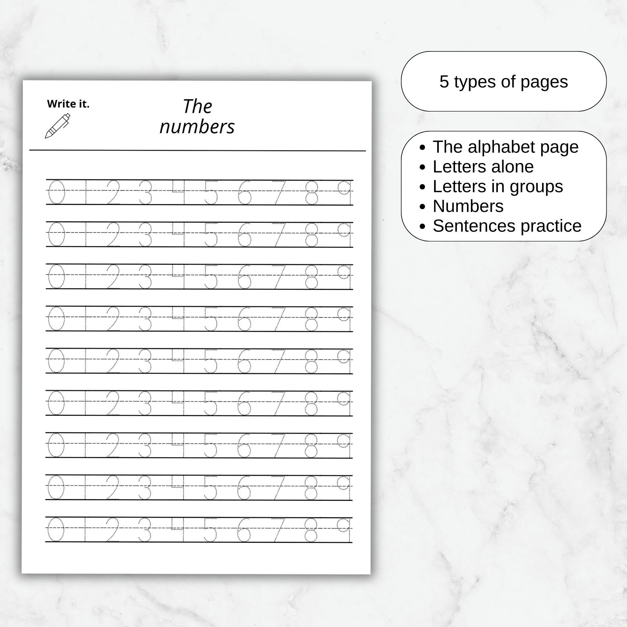Alphabet & Number Tracing Sheet, ABC Alphabet Tracing, Handwriting ...