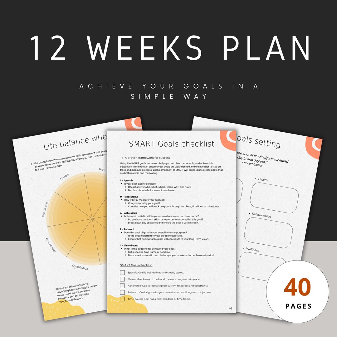 12 Week Year Planner Template | Printable PDF Goal Planner for ...