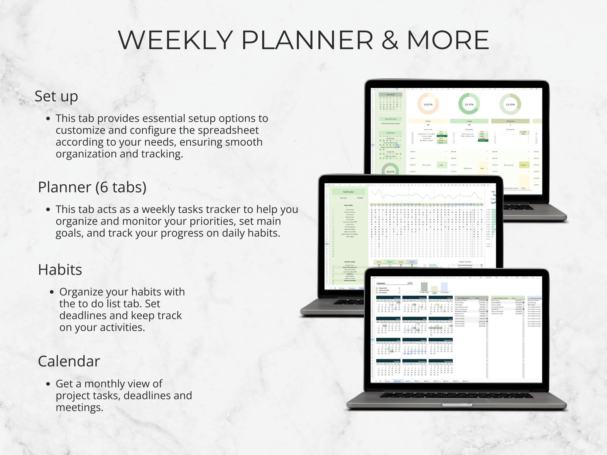 Google Sheets Weekly Planner: 2025-2026 Task Tracker (digital Download ...