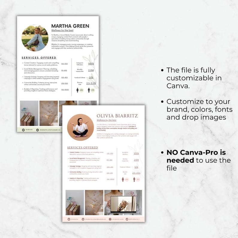 Modern Influencer Rate Card Template | Customizable Content Creator ...