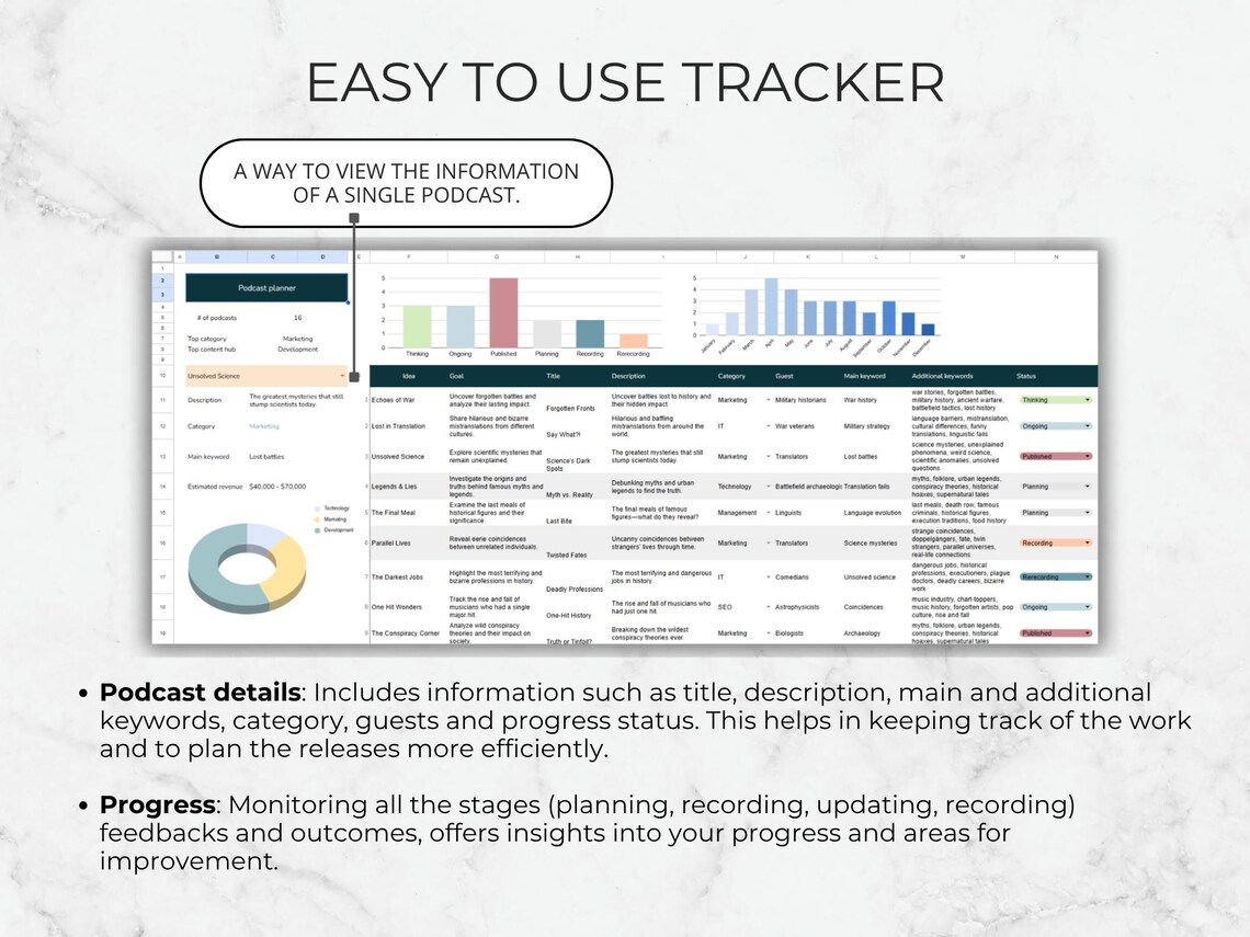 Podcast & Youtube Videos Planner: Google Sheets Podcast Tracker and ...