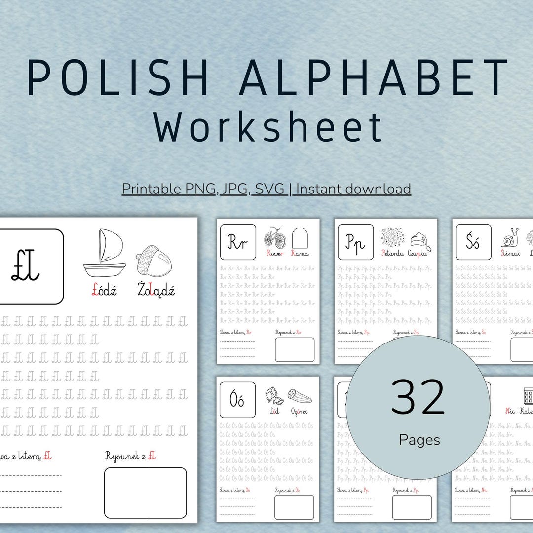 Polish Alphabet Worksheet: Learn Polski, Printable Letters (digital ...