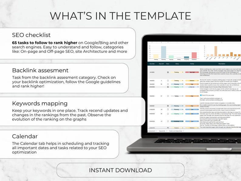 SEO Checklist Template: Google Sheets, Website Audit (digital Download ...