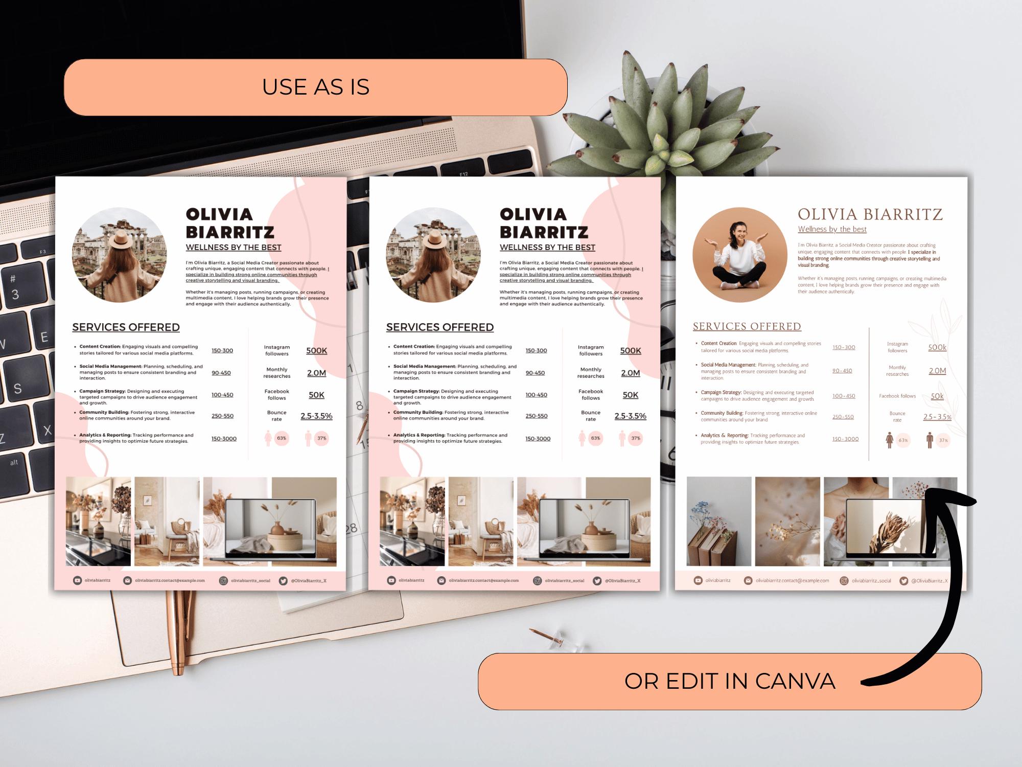 Editable UGC Creator Rate Card Template: Minimalist Pricing Sheet ...