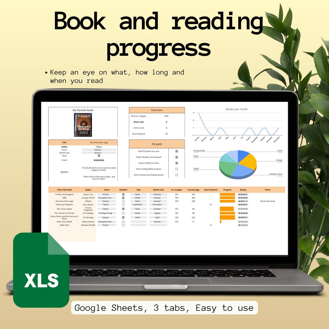 Book Tracker Reading List Spreadsheet for Google Sheets Excel, Book Series Tracker Reading Log ...