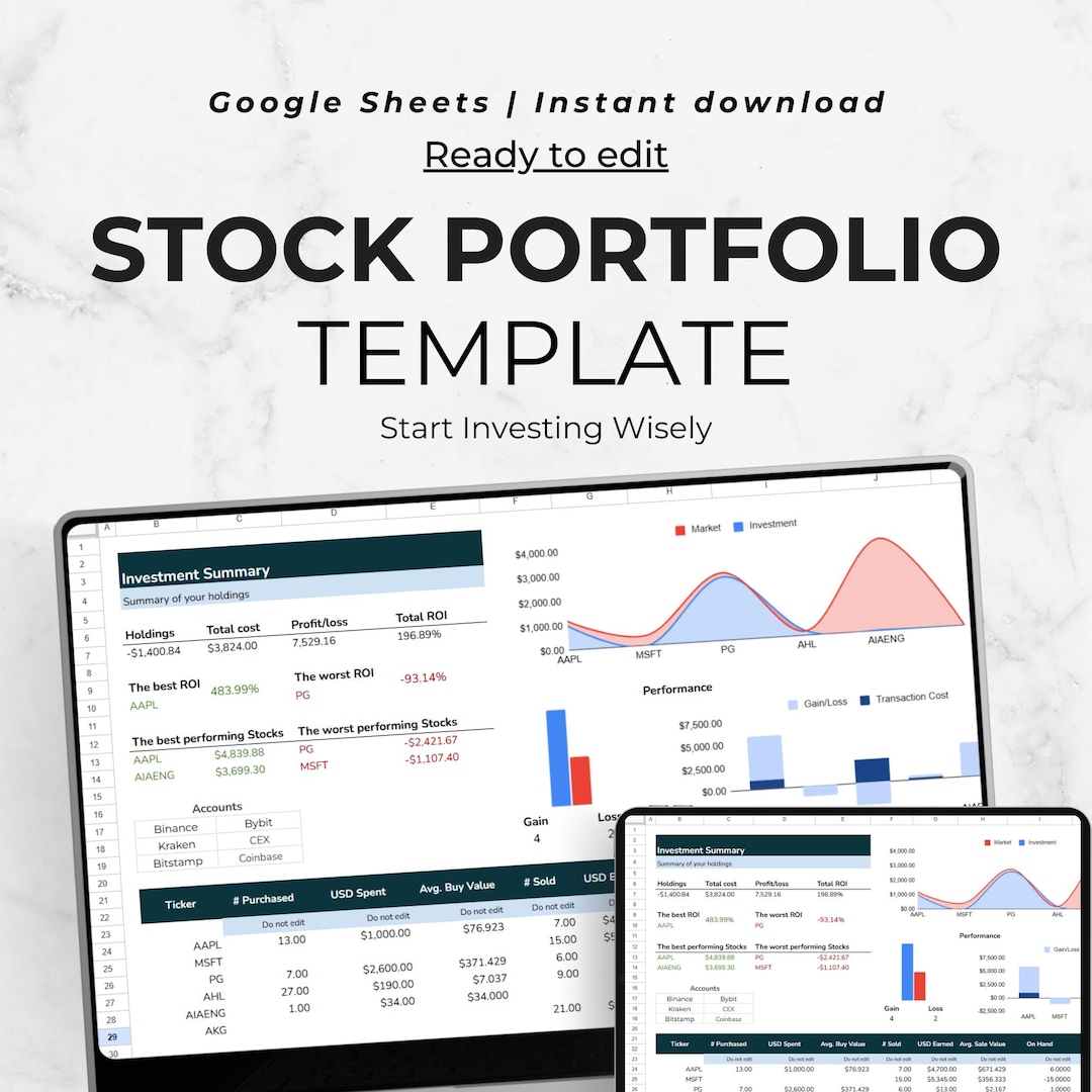 Stock Portfolio Tracker Spreadsheet (2025-2026) | Investment Template ...