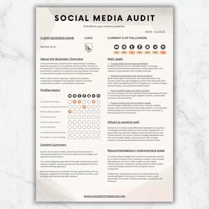Social Media Audit Template & Analytics Kit | Media Review Template, A4 ...