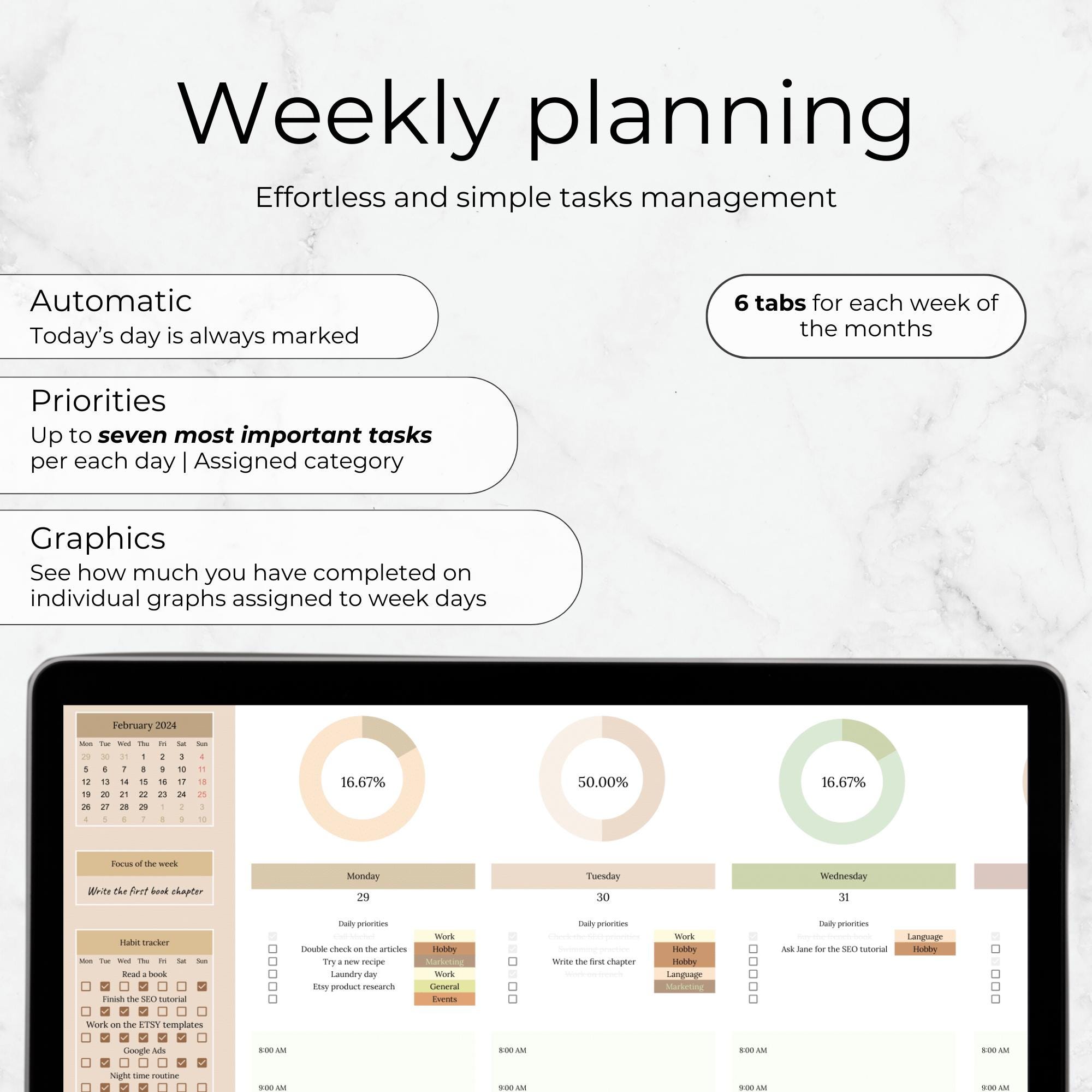 Weekly Planner Template 2025/2026 Beige, Digital Annual Calendar ...