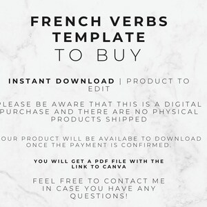 French Verb Conjugation Chart: Language Learning Printable (PDF ...