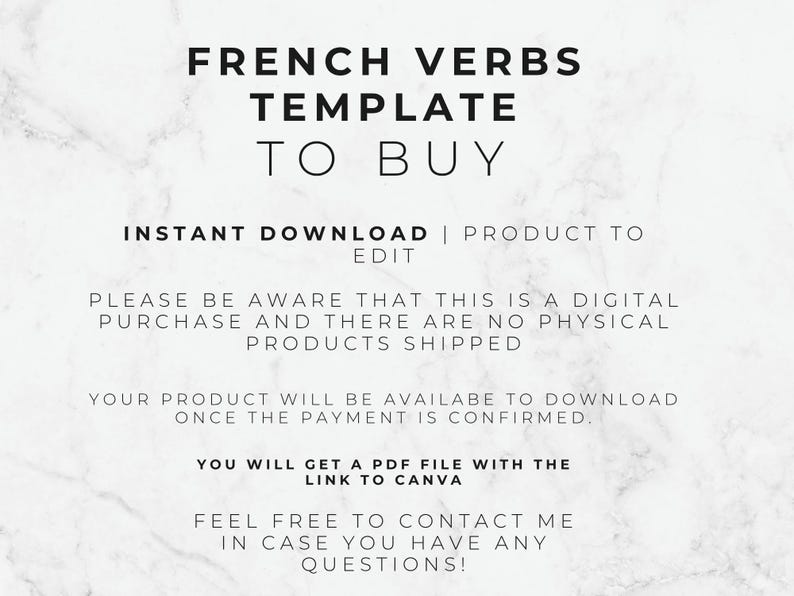 French Verb Conjugation Chart: Language Learning Printable (PDF ...