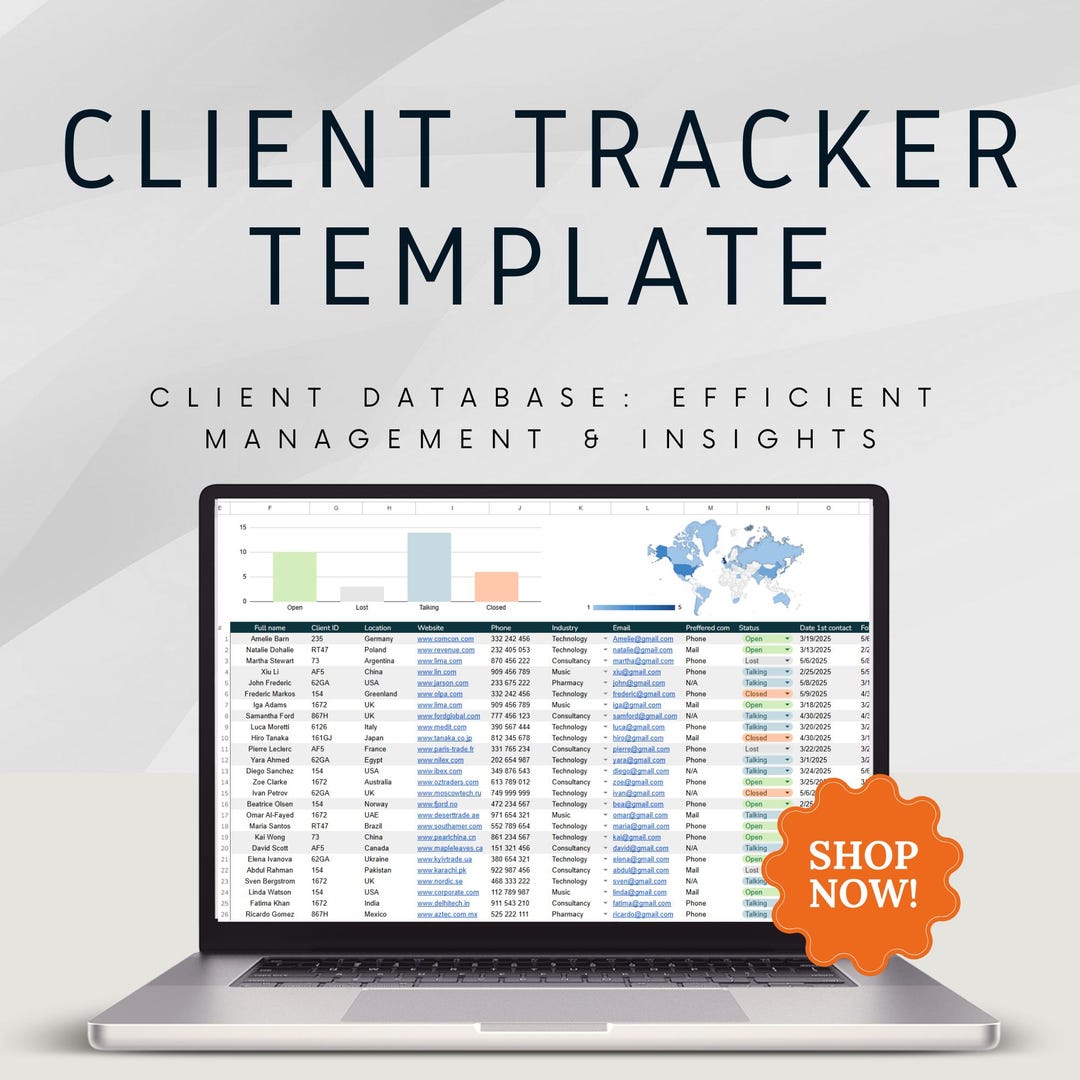 Client Tracker Google Sheets Template, Small Business CRM, Customer ...