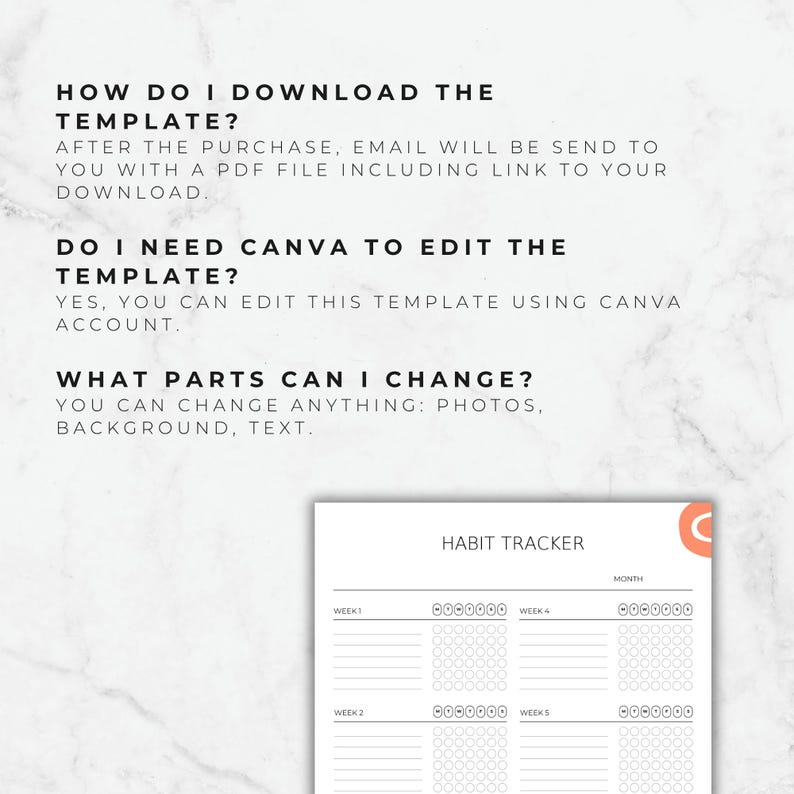 Monthly Habit Tracker PDF – A4 & US Letter, Fillable, Goal Planner ...