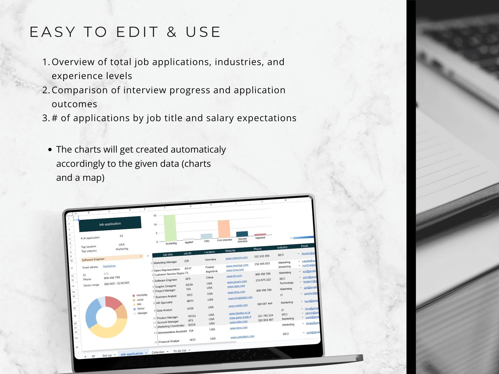 Job Application Tracker Google Sheets | Job Hunt Organizer | Track ...