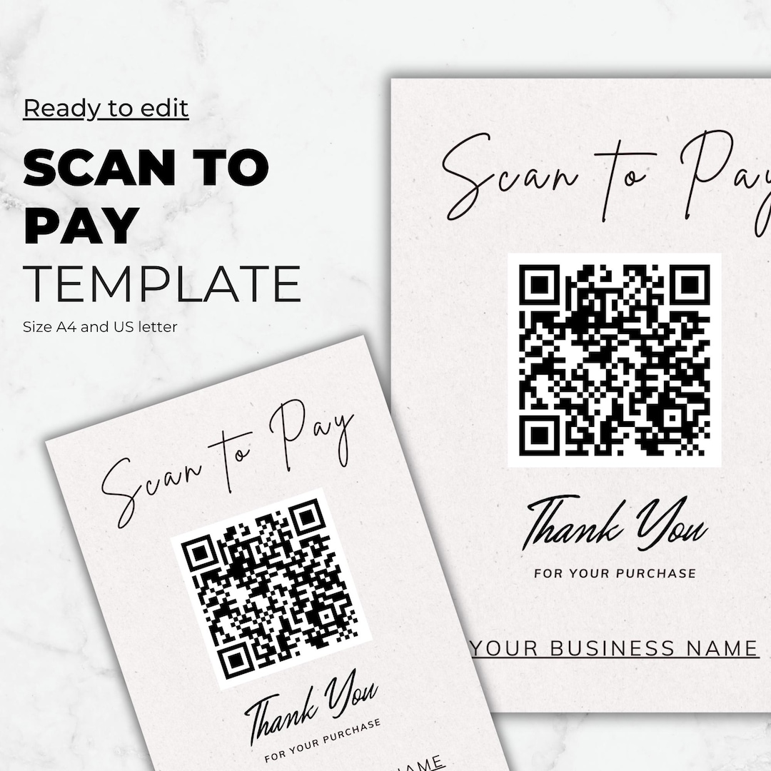 Plantilla de letrero con código QR para escanear y pagar / Letrero de ...