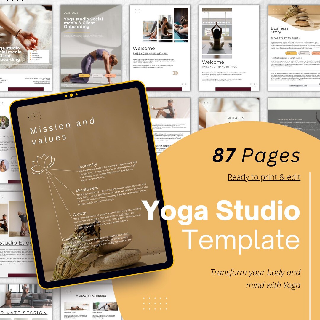 Modelo de Manual de Exercícios e Guia do Cliente para Estúdio de Yoga ...