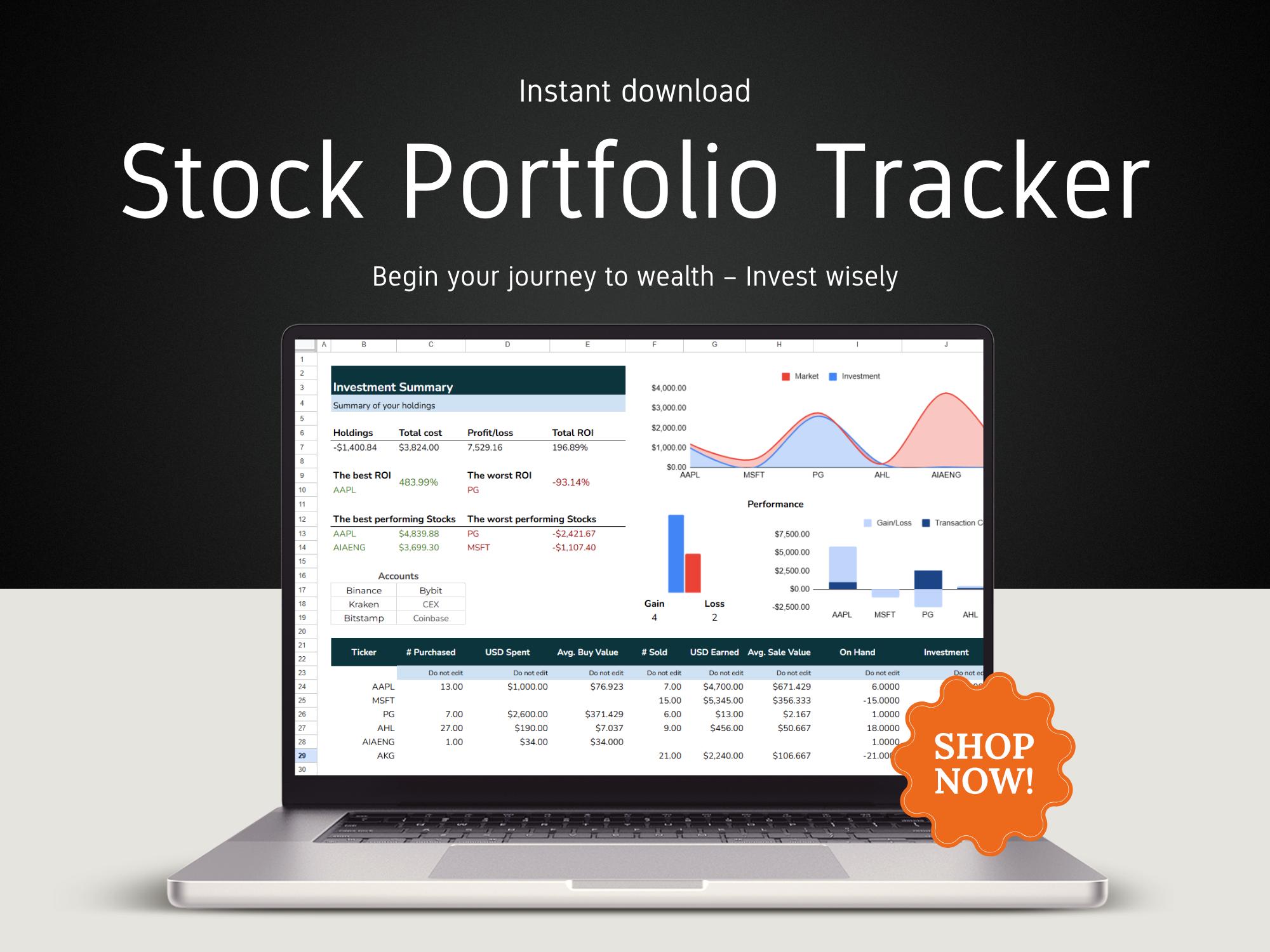Stock Portfolio Tracker Spreadsheet (2025-2026) | Investment Template ...