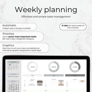 Weekly Planner Template 2025 Gray, Digital Annual Calendar, Google ...