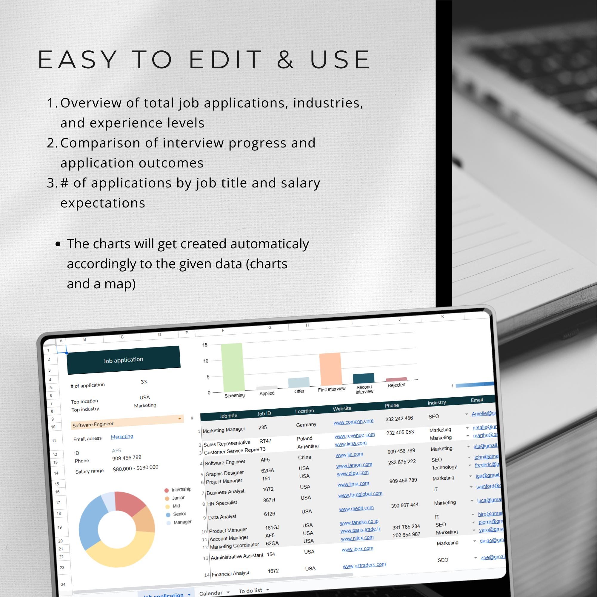 Job Application Tracker Google Sheets | Job Hunt Organizer | Track ...