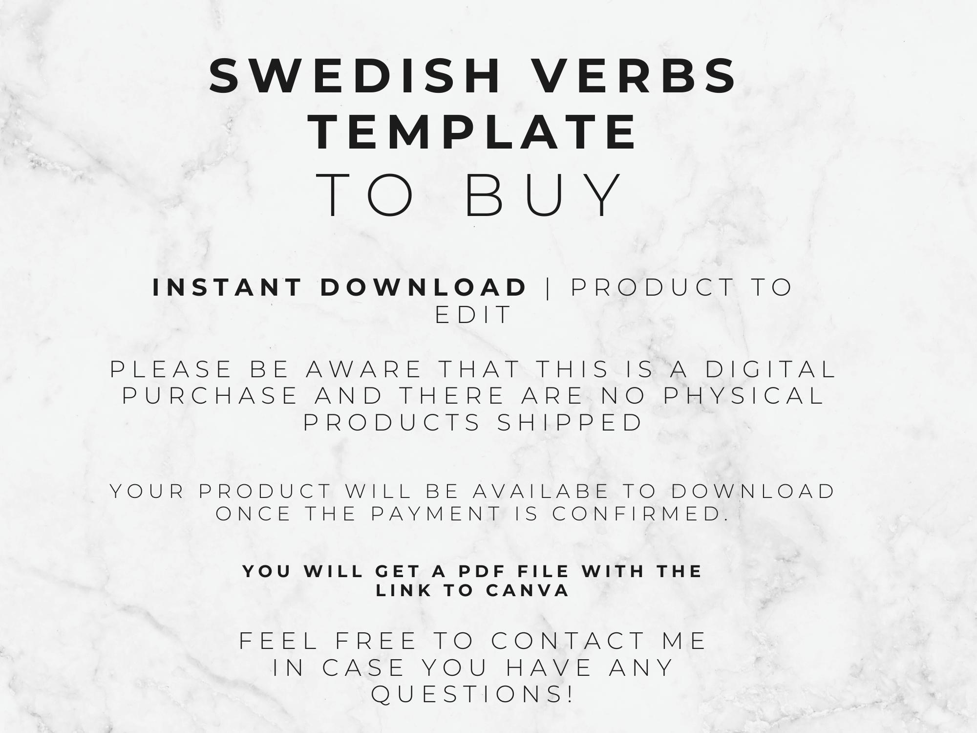 Common Swedish Verbs List | Printable PDF Language Cheat Sheet | Study ...