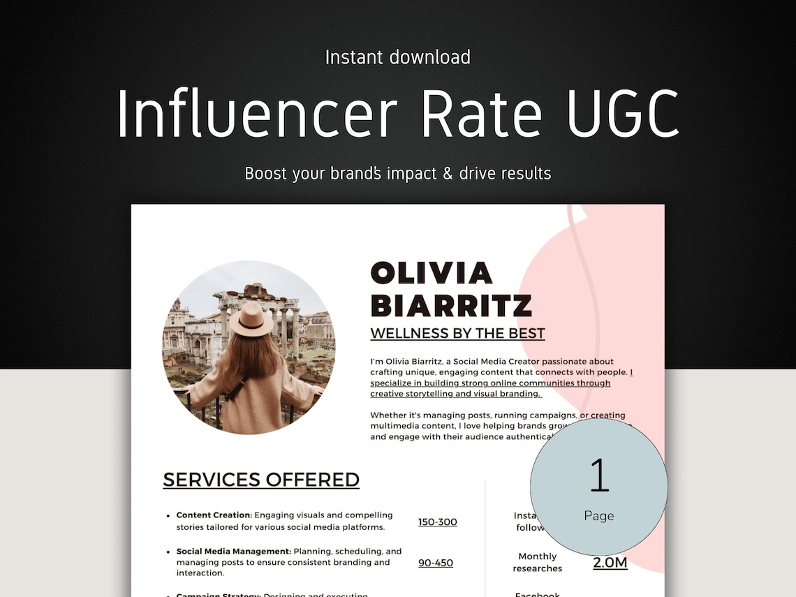 Editable UGC Creator Rate Card Template: Minimalist Pricing Sheet ...