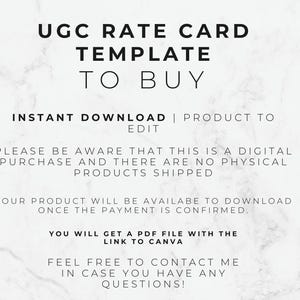 Editable UGC Creator Rate Card Template: Minimalist Pricing Sheet ...