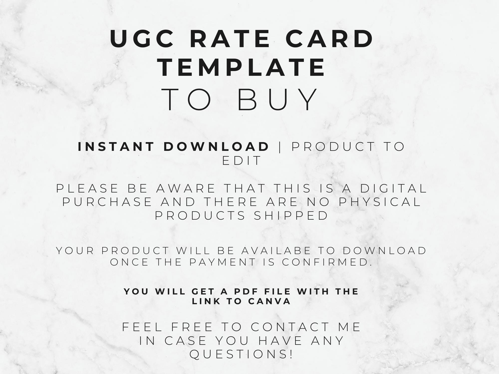 Editable UGC Creator Rate Card Template: Minimalist Pricing Sheet (canva Template) - Etsy