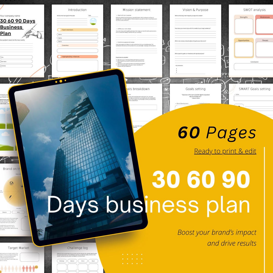 30 60 90 Days Business Plan Canva Template | Business & Project Plan ...