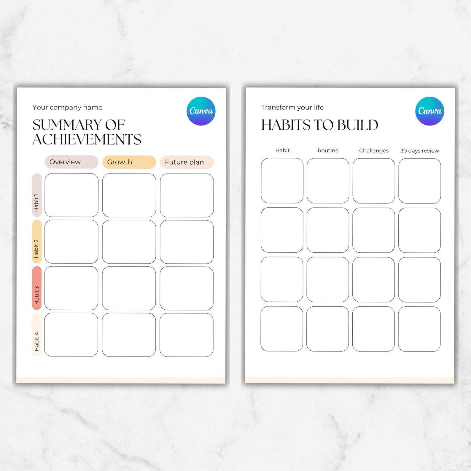 30 60 90 Days Challenge Template: Editable Canva Day Plan for Goals ...