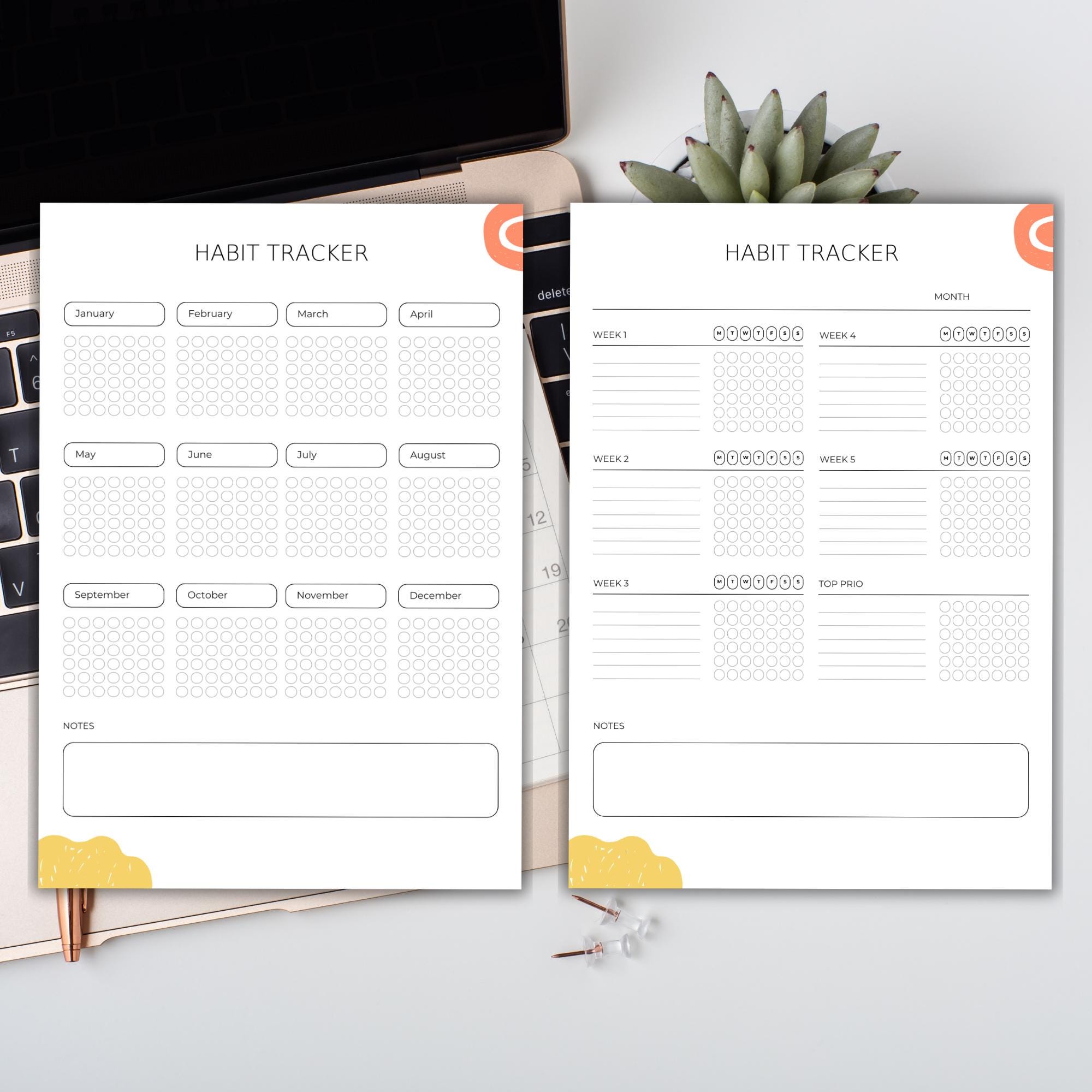 Monthly Habit Tracker PDF – A4 & US Letter, Fillable, Goal Planner ...