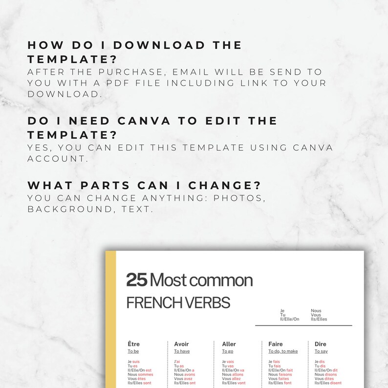 Common French Verbs List | Printable PDF for Language Learning | French ...