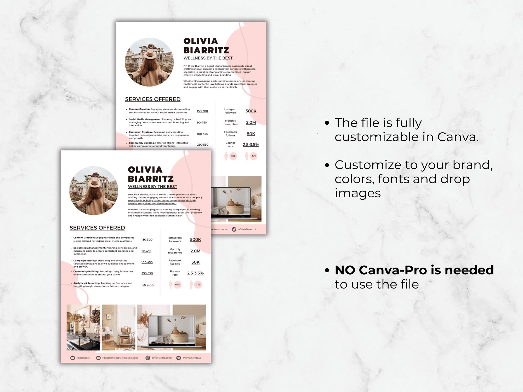Editable UGC Creator Rate Card Template: Minimalist Pricing Sheet ...