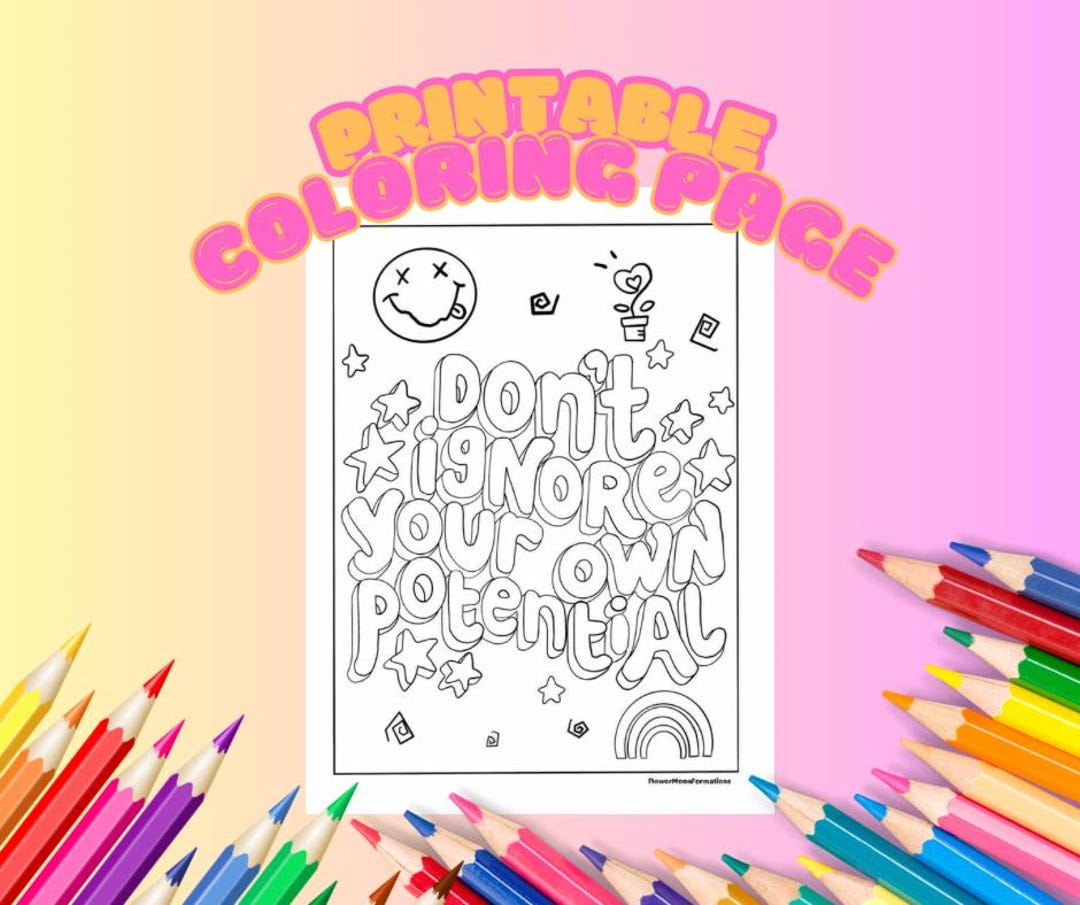 Positive Affirmation Mental Health Coloring Page, Adult Coloring Page ...