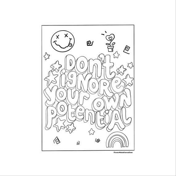 Positive Affirmation Mental Health Coloring Page Adult - Etsy