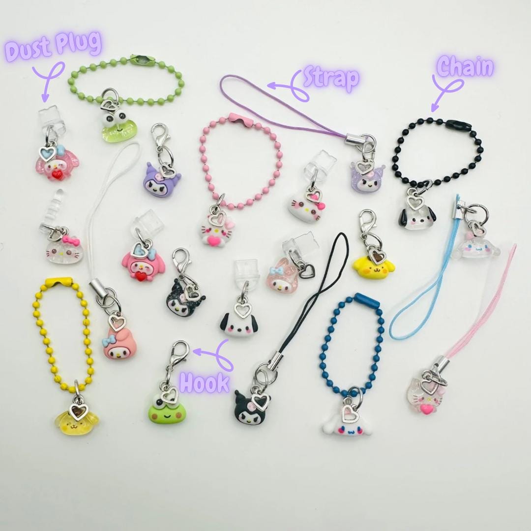 Tamagotchi, Phone Charm -MINI SANRIO W HEART- Dust Plug Charm for ...