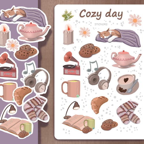 Sticker Sheet Cozy Hygge Bullet Journal Stickers Planner - Etsy