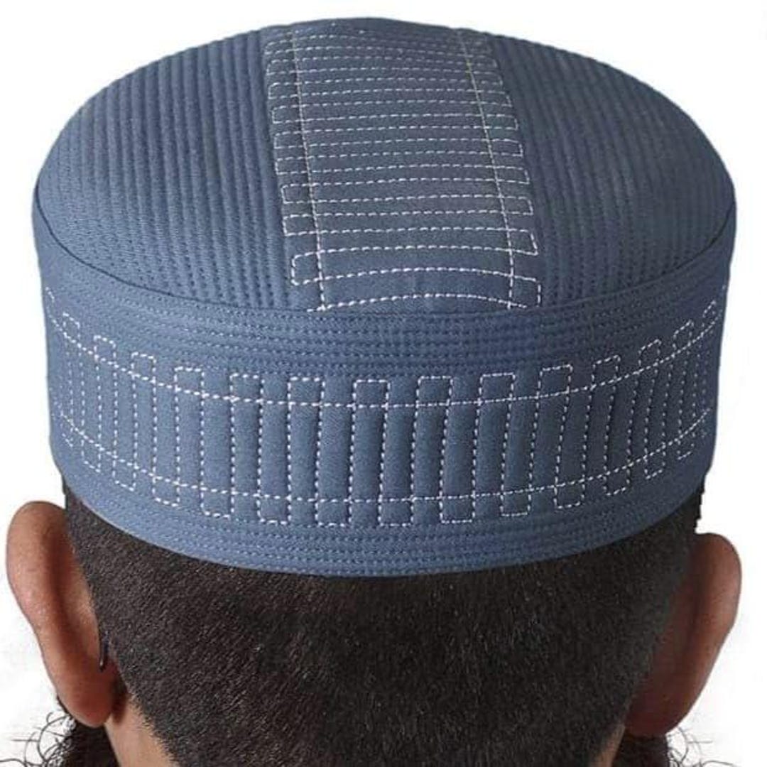 Navy Blue Sufi Muslim Namaz Topi Cap : Comfortable Patterned Prayer Hat ...
