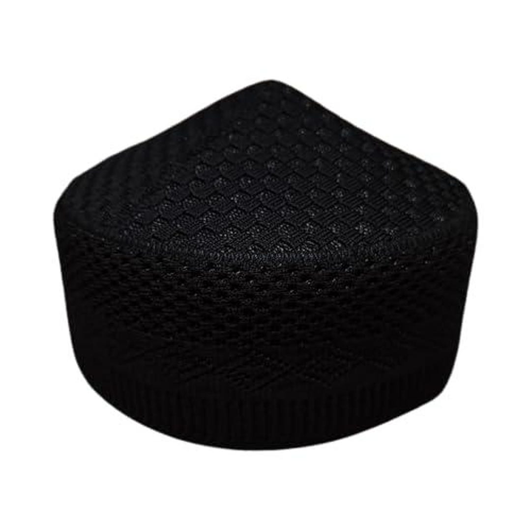 Black Sufi Muslim Namaz Topi Cap : Comfortable Patterned Prayer Hat Men ...